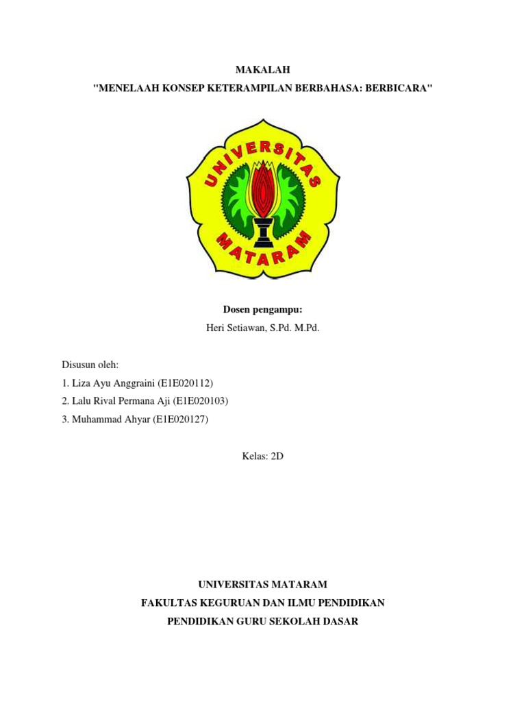 Makalah Pbsi Keterampilan Berbicara Kelompok 7 Pdf