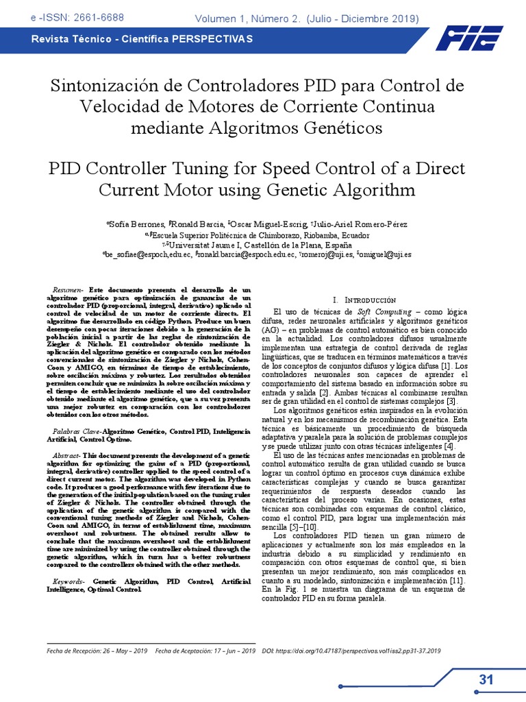 Sintonizacion de Controladores PID para Control de Velocidad de Motores ...