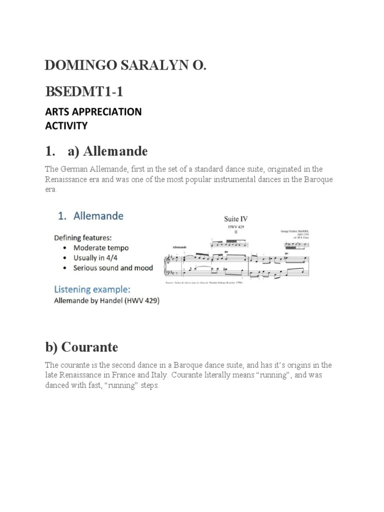 Lesson 7-8 Arts Appreciation | PDF | Baroque Music | Suite (Music)