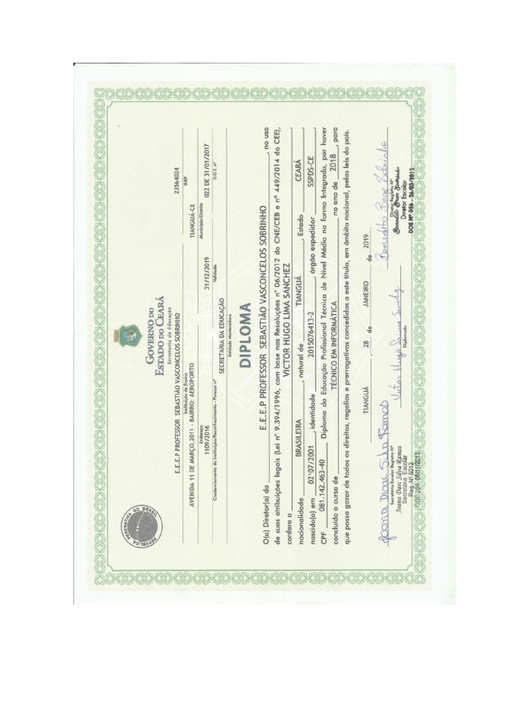 05 Diploma Ensino Medio | PDF