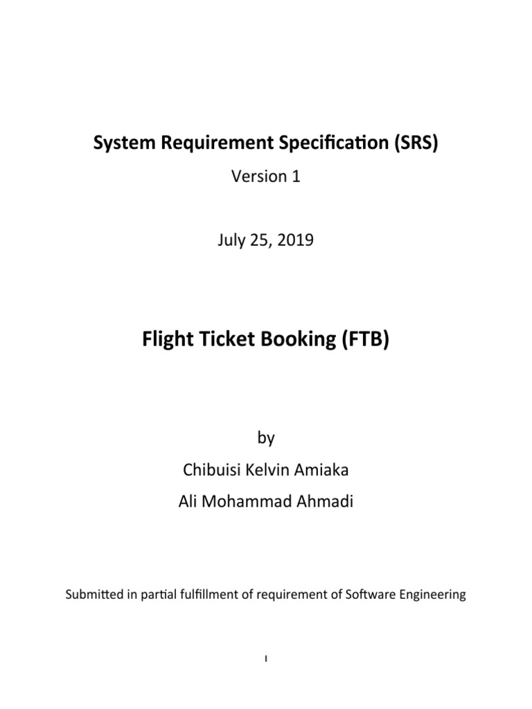 SRS-Flight Ticket Booking | PDF | Use Case | User (Computing)