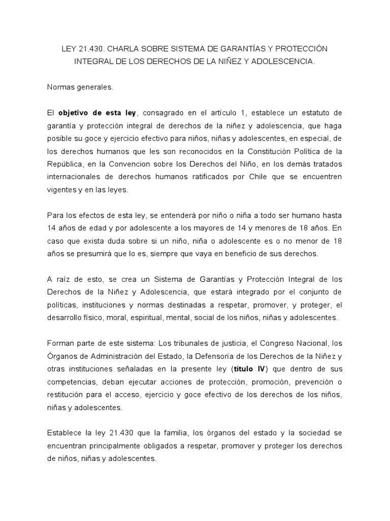 Ley 21.430 | PDF | Derechos de los niños | Estado (política)