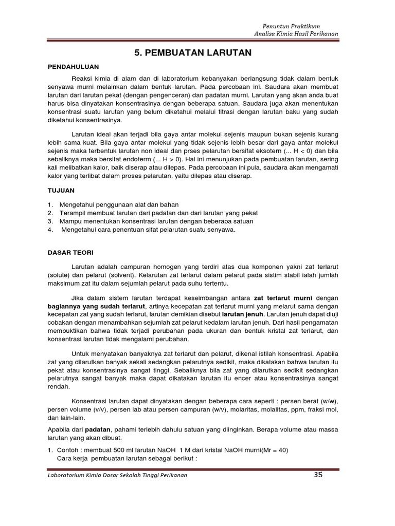 Praktikum 1 Membuat Larutan | PDF