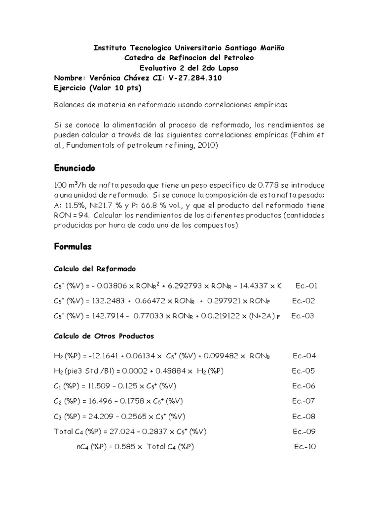 Evaluativo 20% 2do Corte Refinacion | PDF | Agrietamiento (Química) | Gasolina