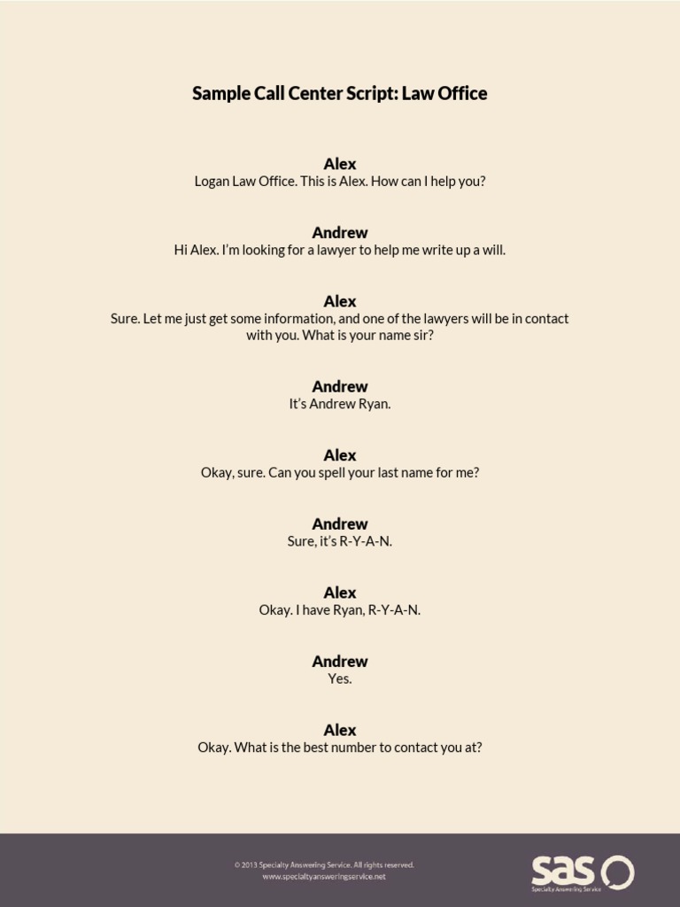 Sample Call Center Script: Law Office | PDF