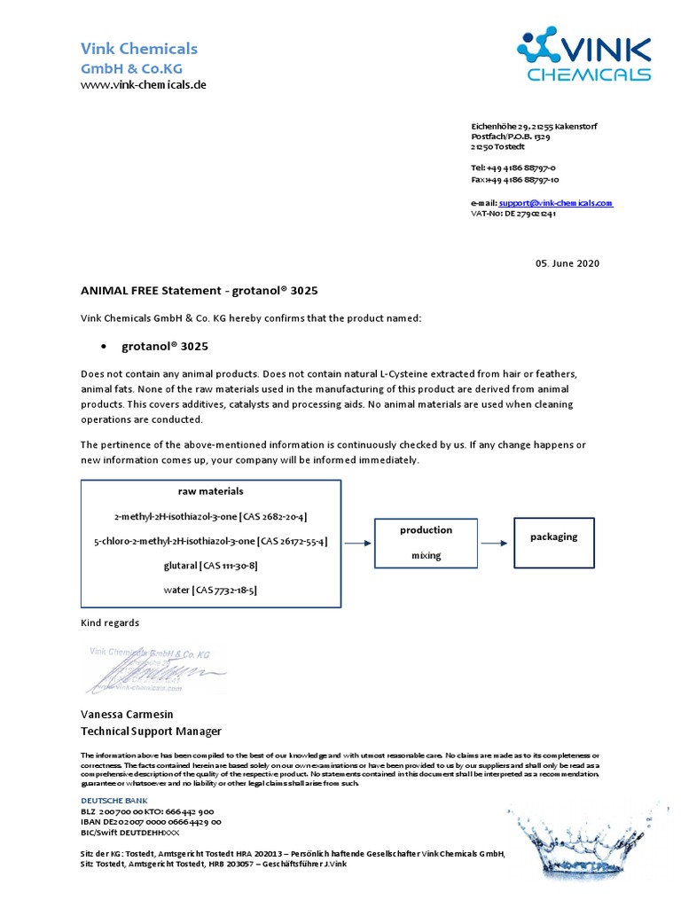 ANIMAL FREE Statement - Flowchart - Grotanol 3025 | PDF