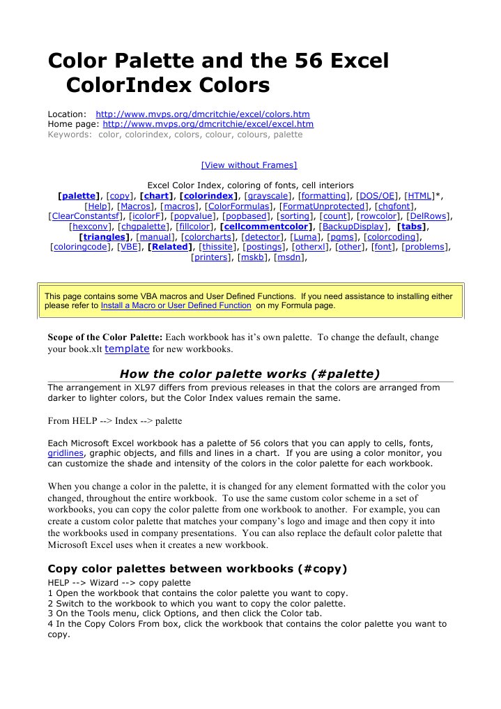 Excel Color Pallete Index | PDF | Magenta | Rgb Color Model