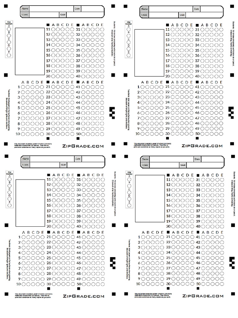 ZipGrade Answer Sheets 7 Aquamarine | PDF