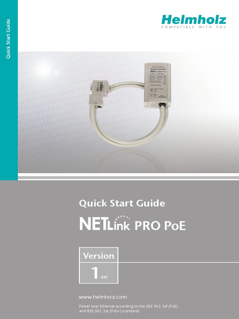 Quick Start Guide: Power Over Ethernet According To The Ieee 802.3af (Poe) and Ieee 802.3at ...