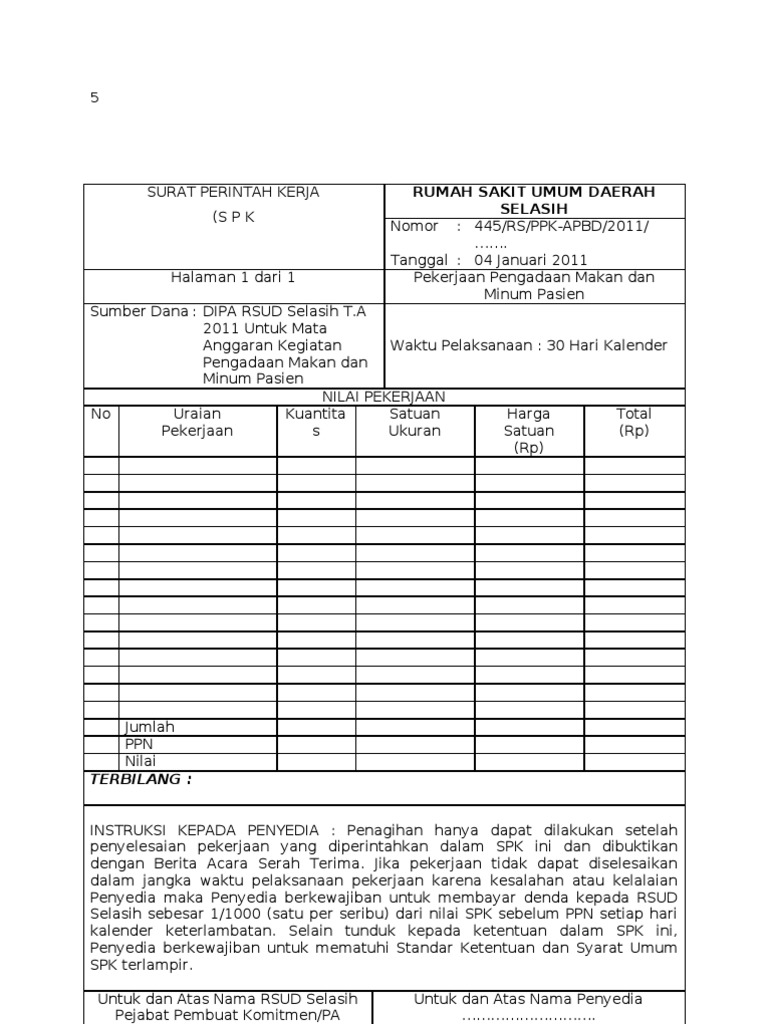 Form SPK Swakelola | PDF