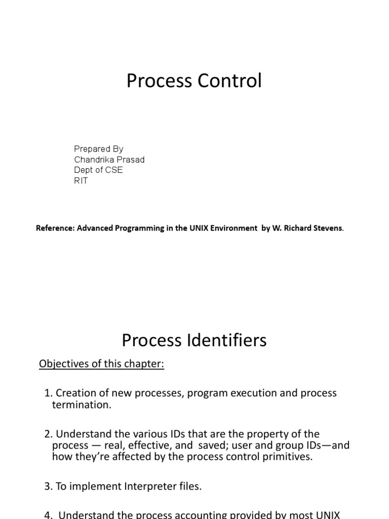 Process Control: Prepared by Chandrika Prasad Dept of CSE RIT | PDF | Pointer (Computer ...