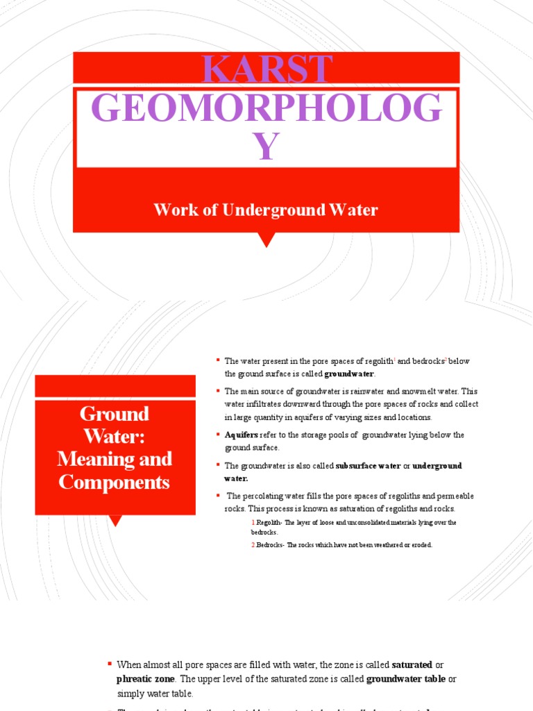 Karst Geomorpholog Y: Work of Underground Water | PDF | Aquifer | Sinkhole
