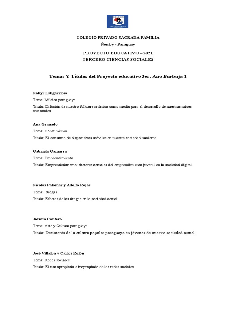 Títulos de Proyecto 3.G1. | PDF