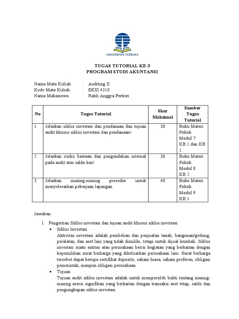 Tugas 3-Auditing II | PDF