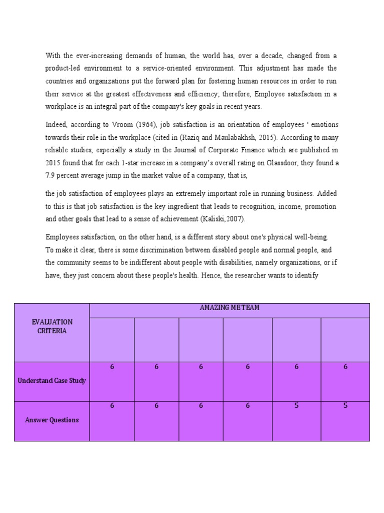 Evaluation Criteria Amazing Me Team PDF