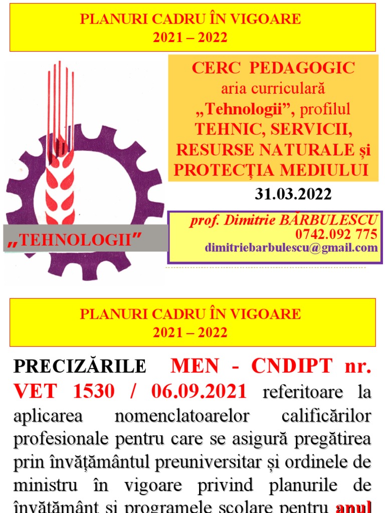 Planuri Cadru Planuri de Invatamant 20212022 | PDF