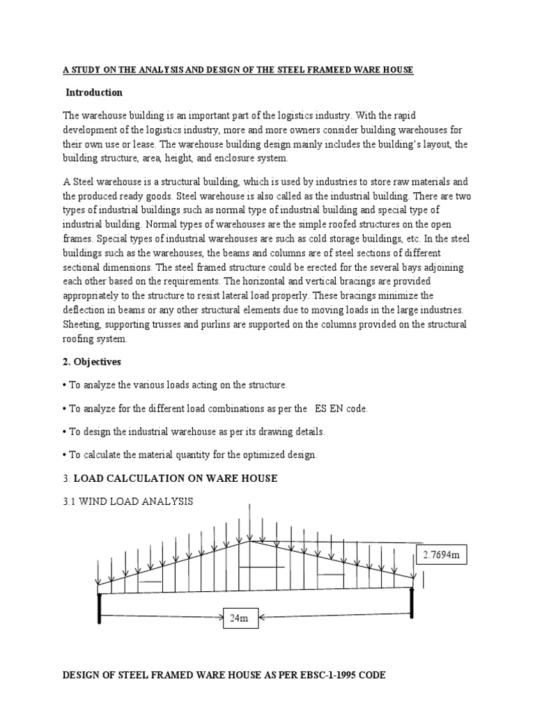 A Study On The Analysis and Design of The Steel Frameed Ware House ...