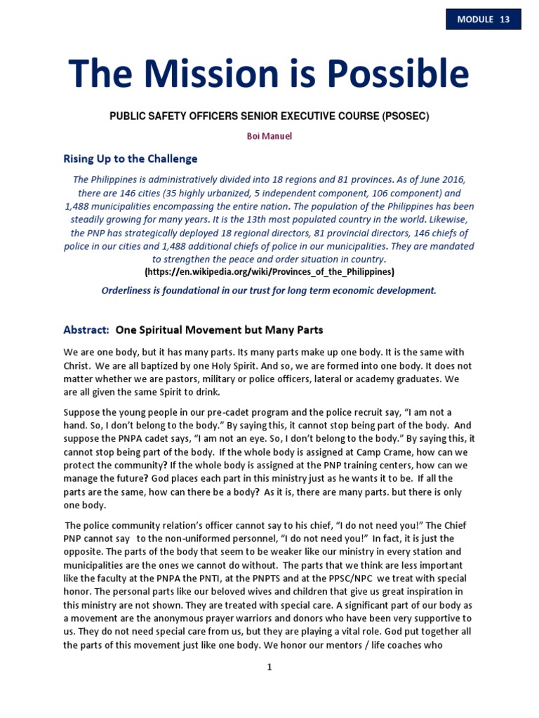 The Mission Is Possible: Rising Up To The Challenge | PDF | Christian ...