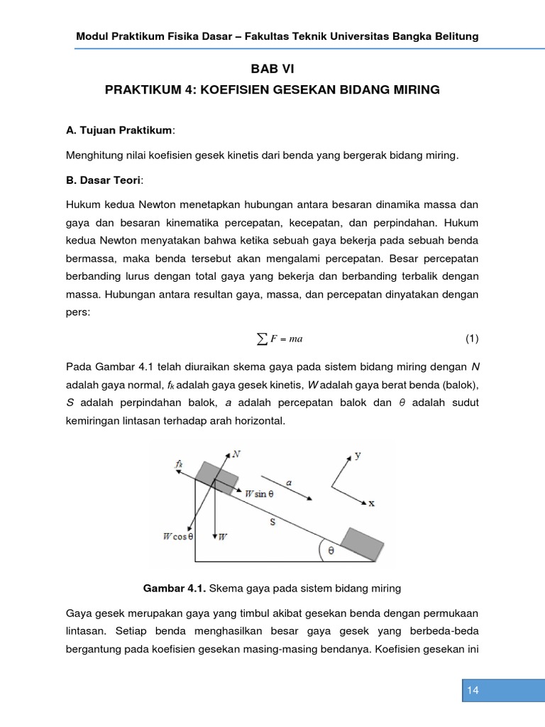 Modul Praktikum Koefisien Gesekan Bidang Miring | PDF | Metode & Bahan Ajar | Sains & Matematika