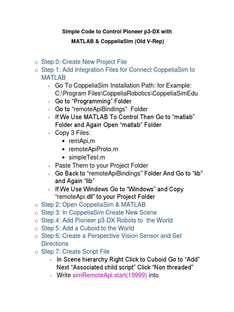 Simple Code To Control Pioneer P3-Dx With Matlab & Coppeliasim (Old V ...