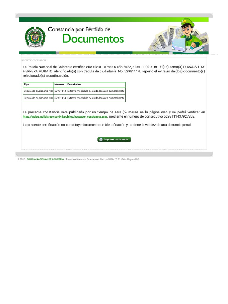 Constancia de Extravío de Documentos | PDF