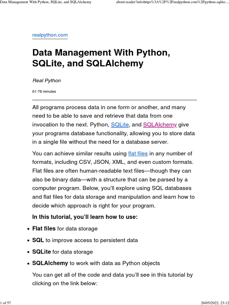 Data Management With Python, SQLite, and SQLAlchemy | PDF | Databases | Table (Database)