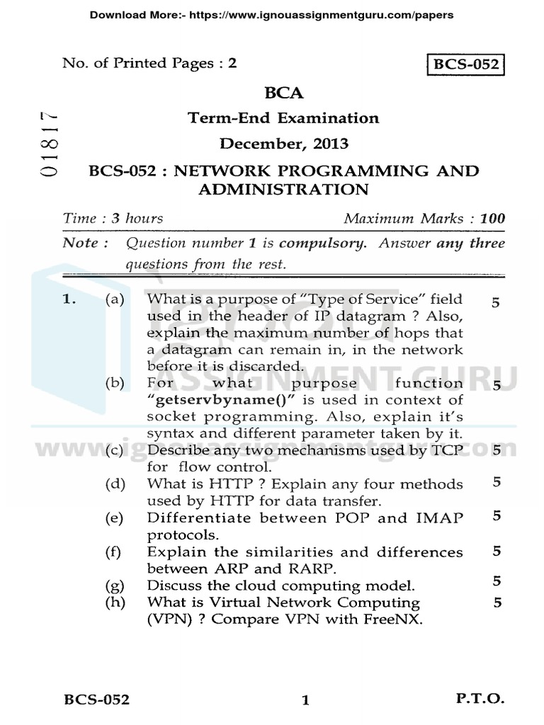 BCS 052 Previous Year Question Papers by Ignouassignmentguru | PDF ...