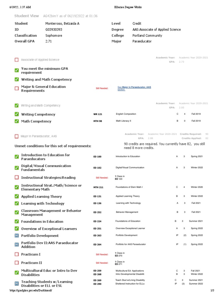 Ellucian Degree Works - PCC Grad Plan | PDF | Learning | Behavior ...