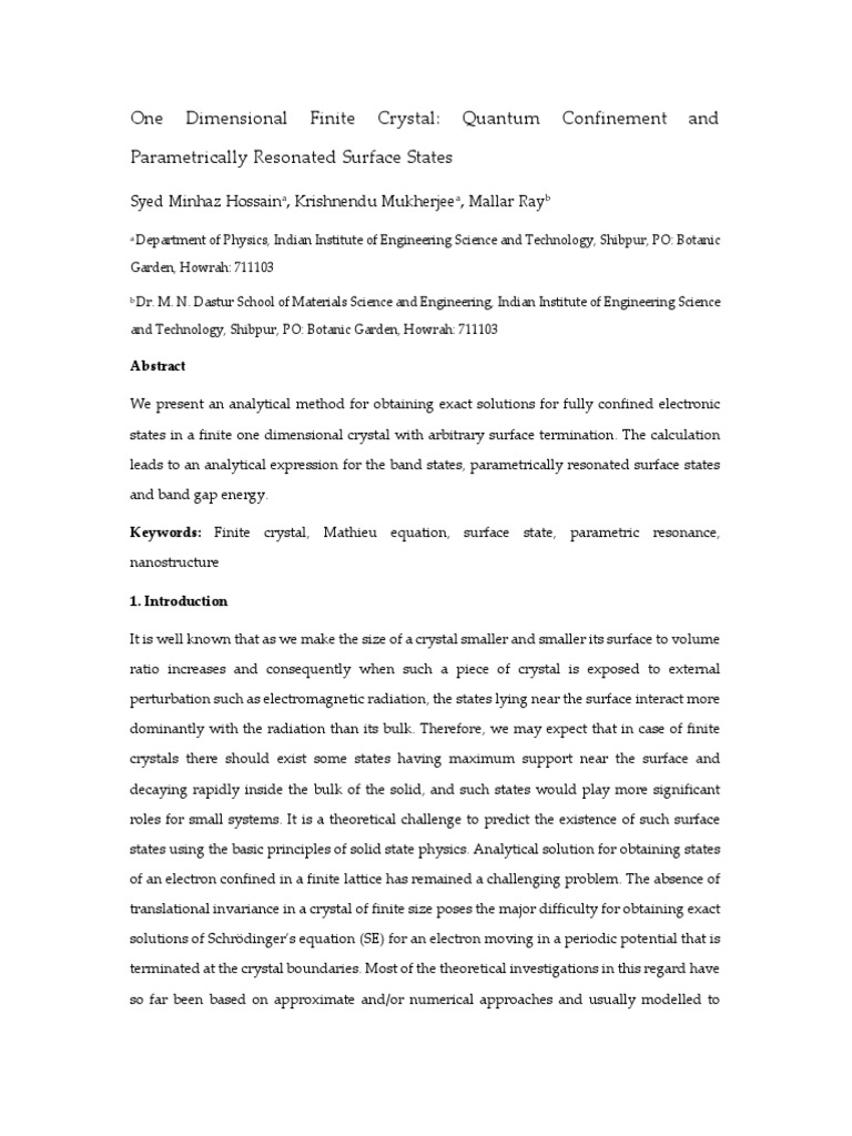 One Dimensional Finite Crystal | PDF | Band Gap | Semiconductors
