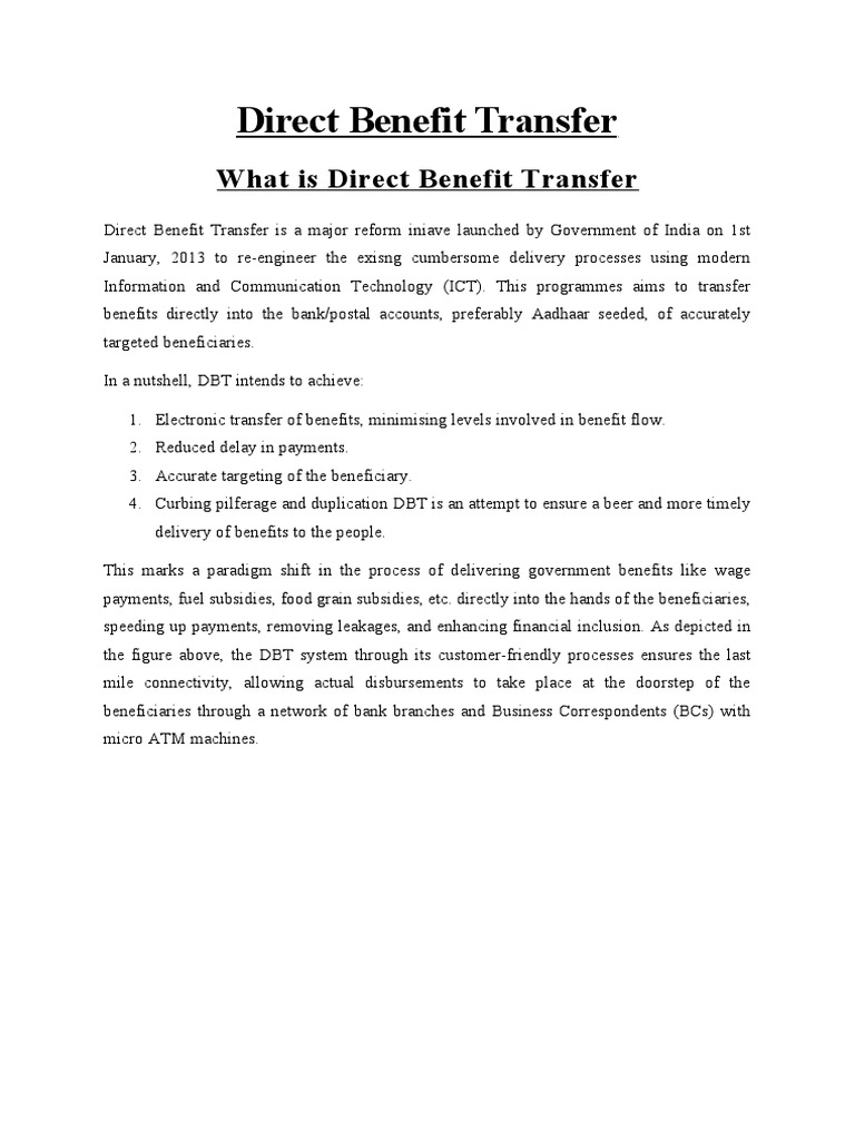 An Overview of India's Direct Benefit Transfer Initiative: Objectives ...