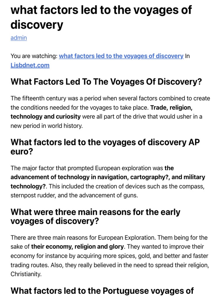 Admin What Factors Led To The Voyages of Discovery | PDF | Age Of ...
