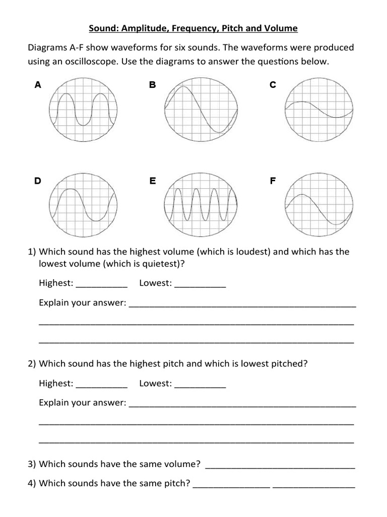 Sound Amplitude and Frequency Worksheet | PDF | Language Arts & Discipline