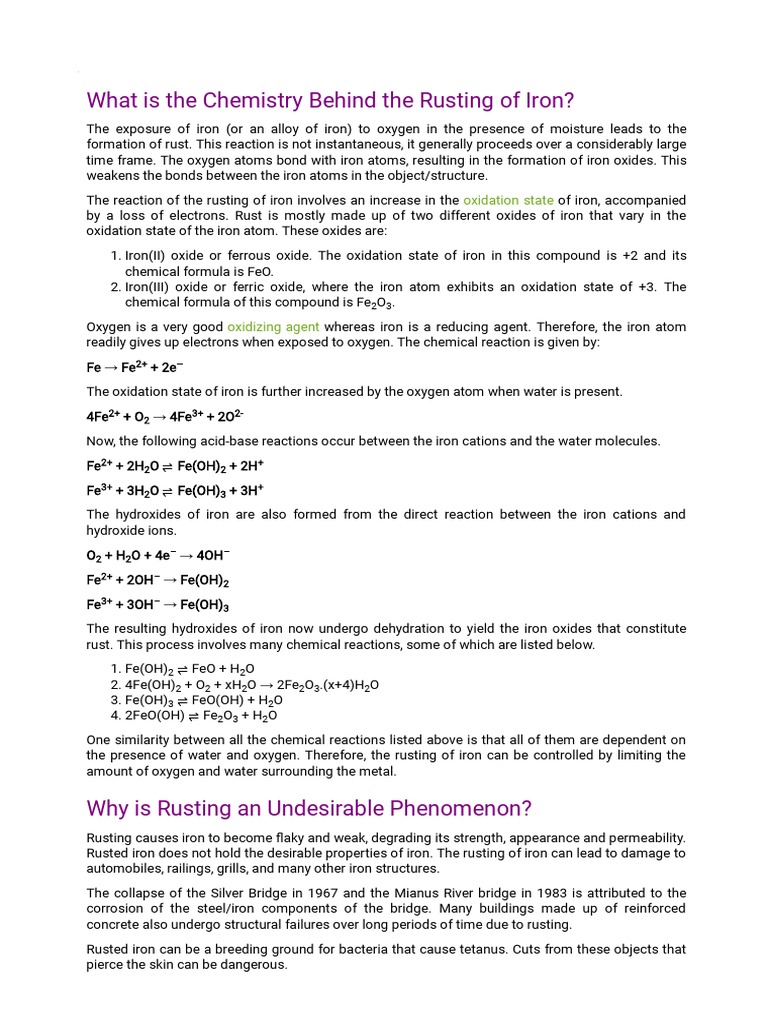 Rusting of Iron - Explanation, Chemical Reaction, Prevention | PDF ...