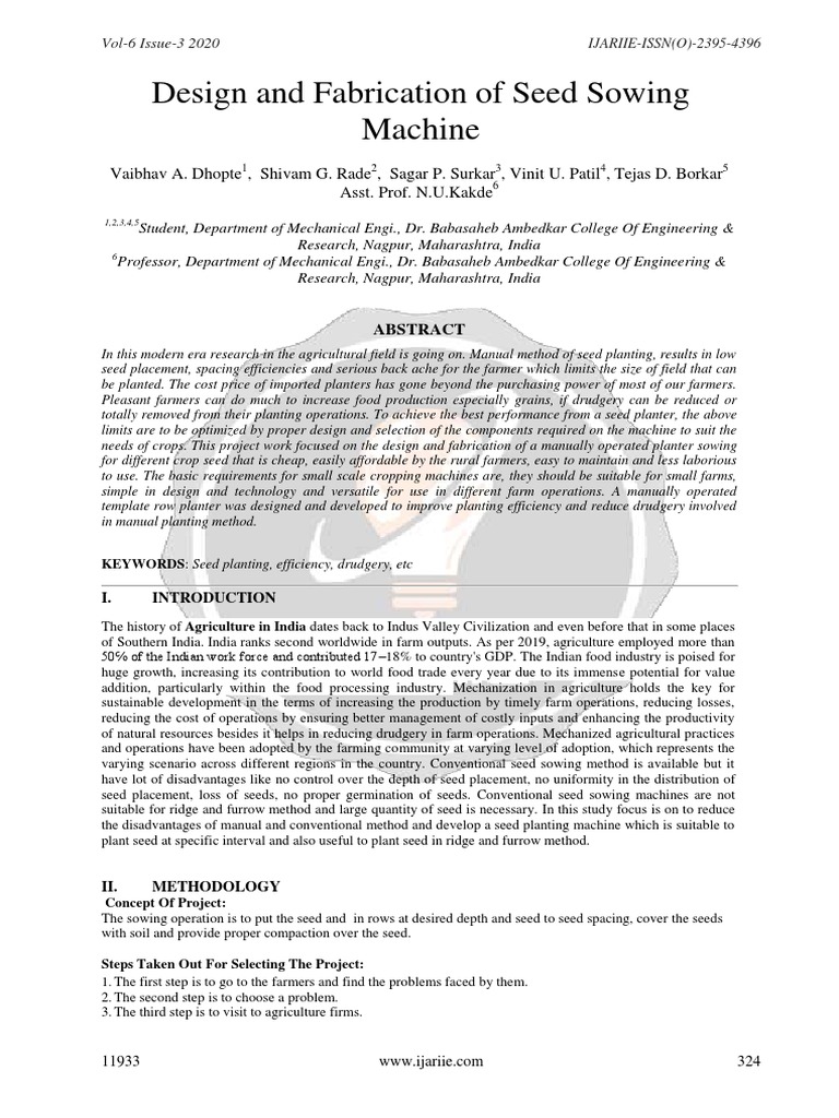 Design of Affordable Seed Sowing Machine | PDF | Sowing | Agriculture