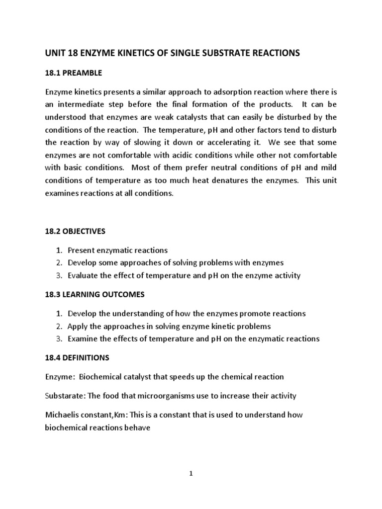 Unit 18 Enzyme Kinetics | PDF | Enzyme | Enzyme Kinetics