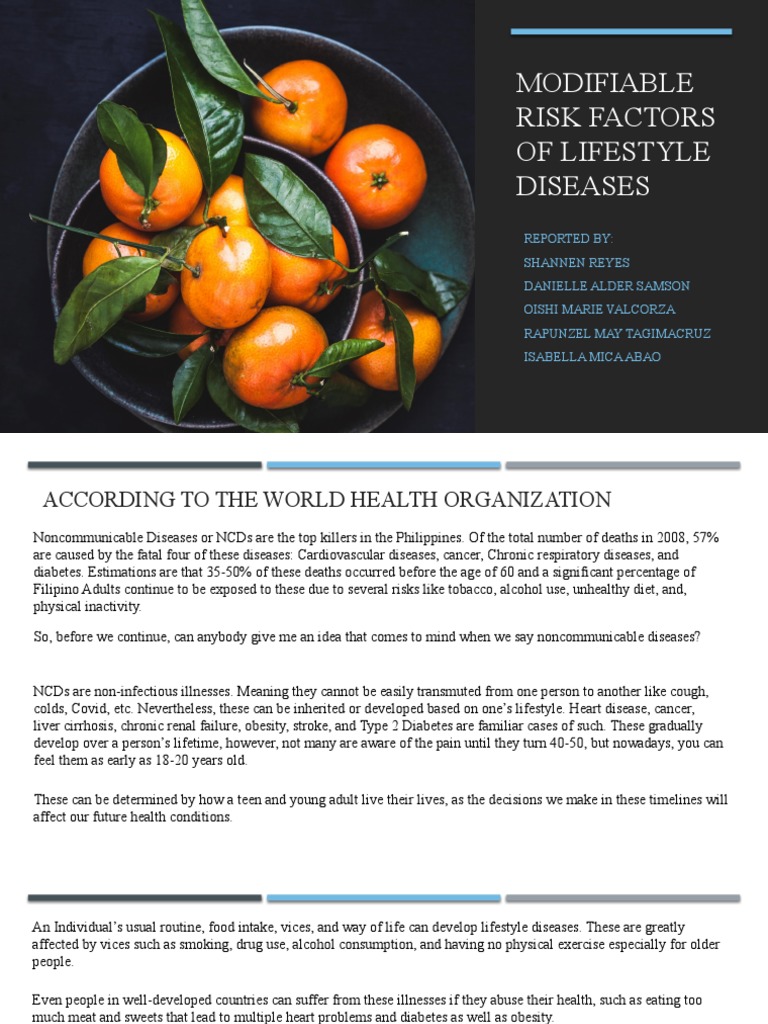 Modifiable Risk Factors of Lifestyle Diseases | PDF | Heart ...