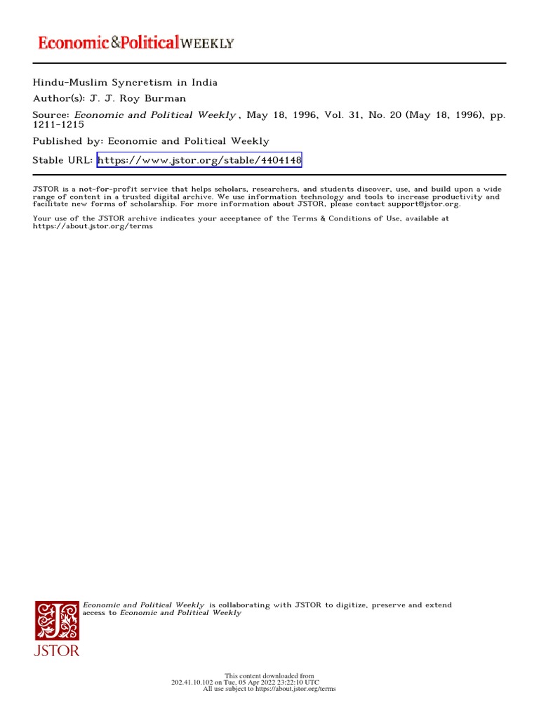 Hindu-Muslim Syncretism in India | PDF | Shrine | Bhakti