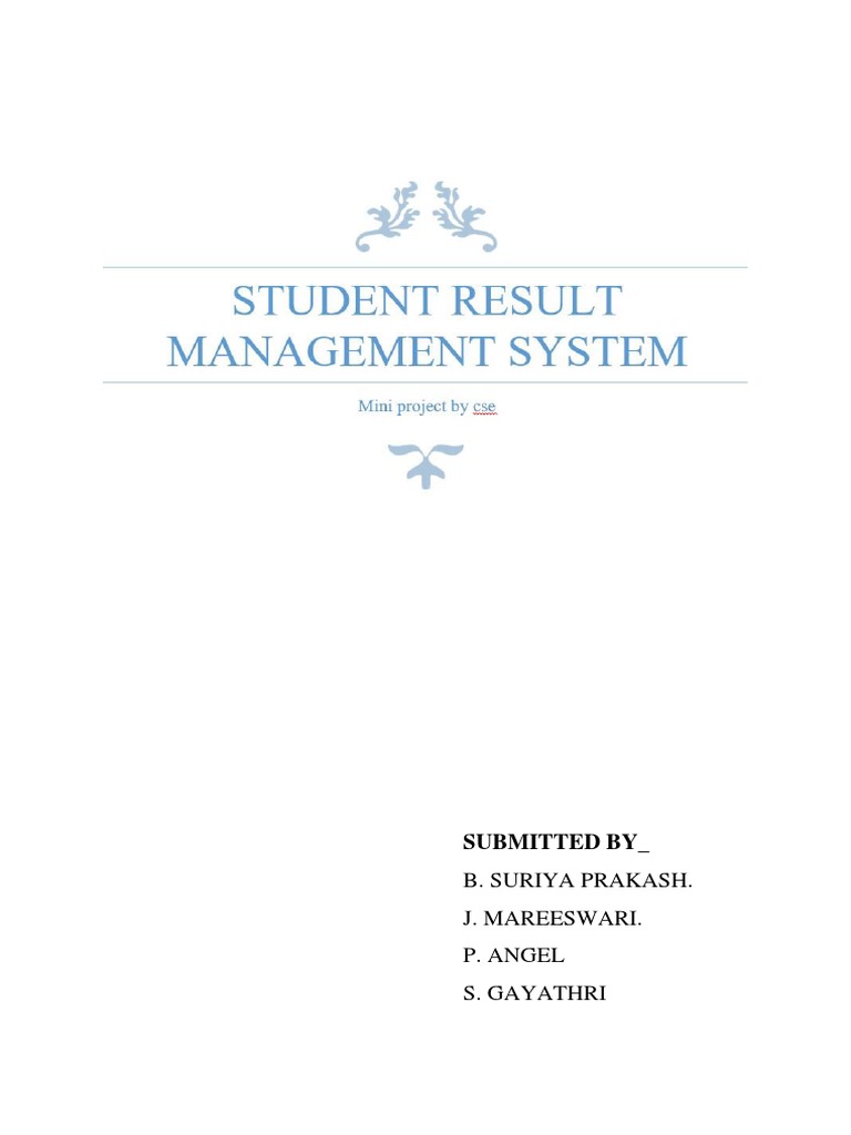 STUDENT RESULT MANAGEMENT SYSTEM Final | PDF | Database Index ...