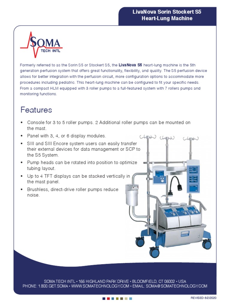 Features: Livanova Sorin Stockert S5 Heart-Lung Machine | PDF ...