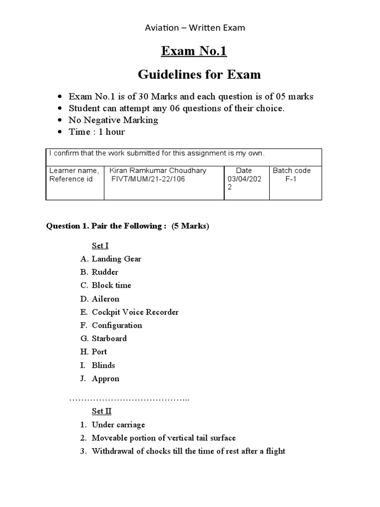 Aviation Exam 1 | PDF | Flight Recorder | Aviation