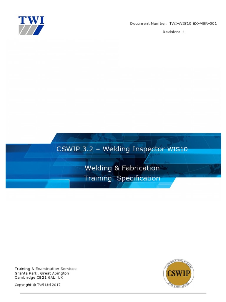 TWI 3.2 TRAINING SPEC 12-15 Rev3.5 - Student | PDF | Construction | Welding