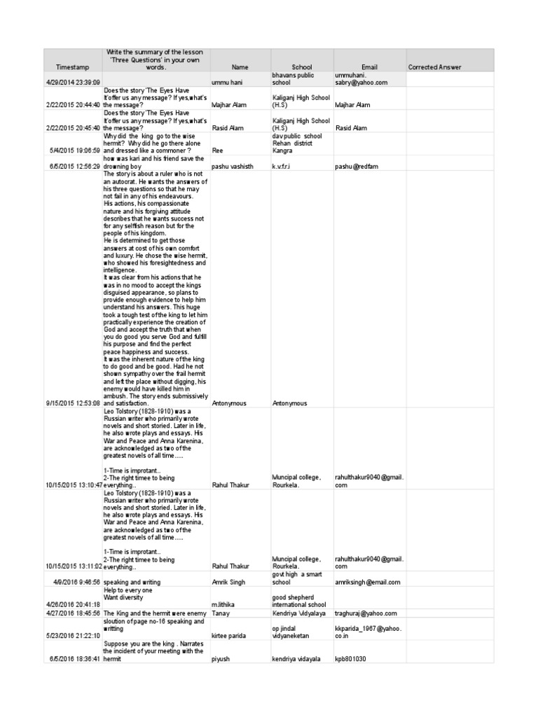 Answers to the King's Three Questions | PDF | Question