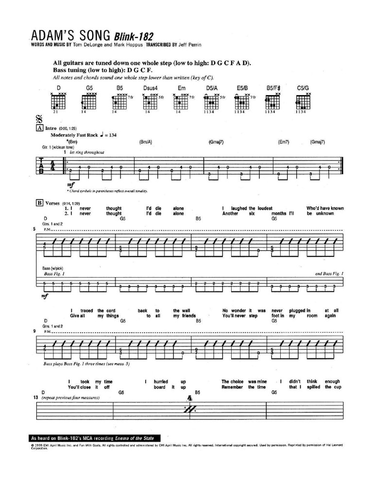 Blink-182 - Adam Song | PDF