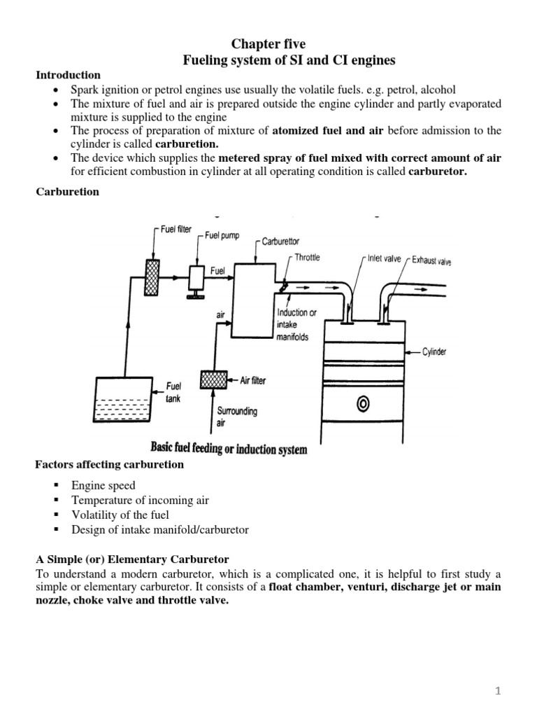 IC Engine - Chapter 5, 6 & 7 Handout - 2022 | PDF | Carburetor | Throttle
