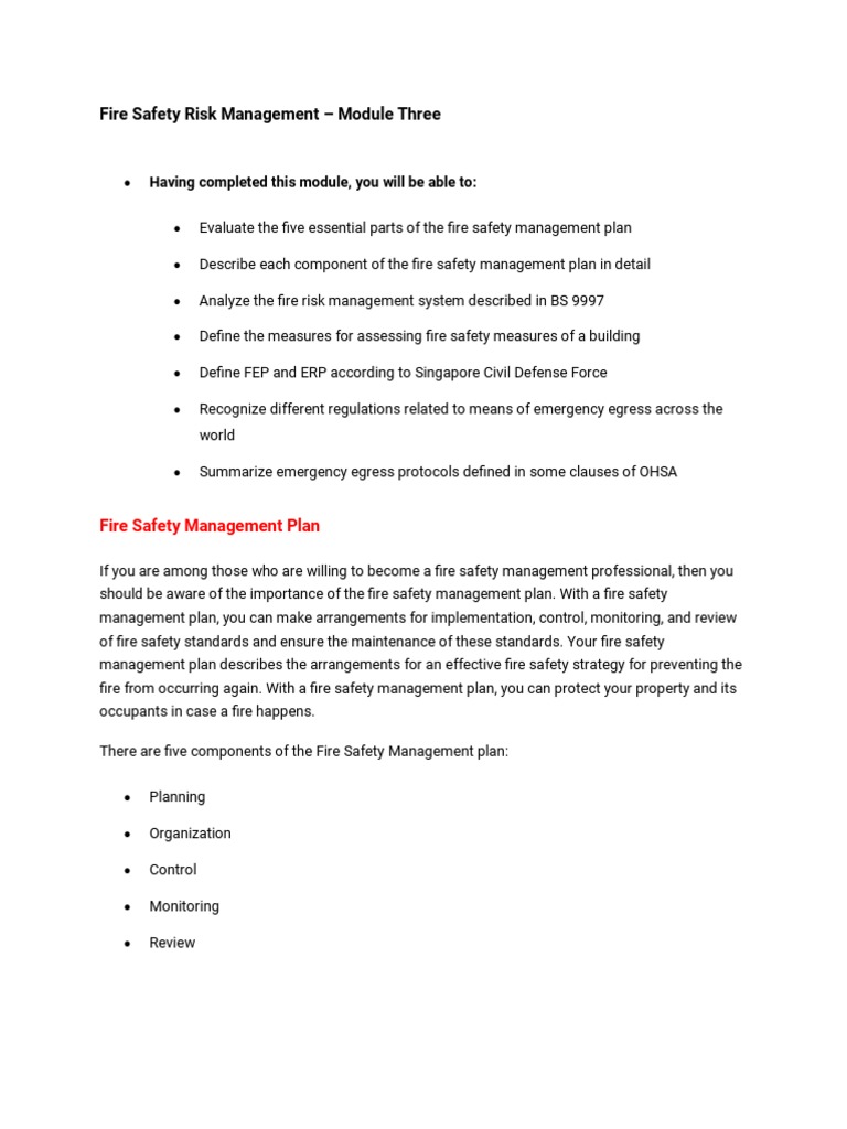 Fire Safety Risk Management - Module Three | PDF | Fire Safety | Safety