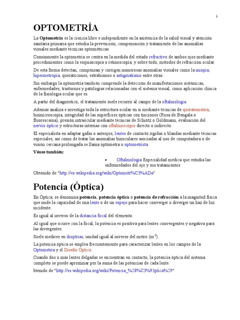 1 Optometría | PDF | Optometría | Visión