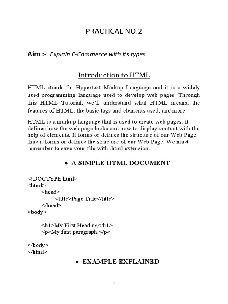 PRACTICAL NO 2 E-Commerce | PDF | Html | Html Element