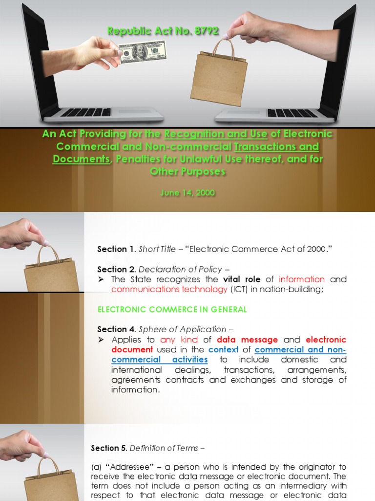 Module 12 (Electronic Commerce Act of 2000) | PDF | Information | Signature