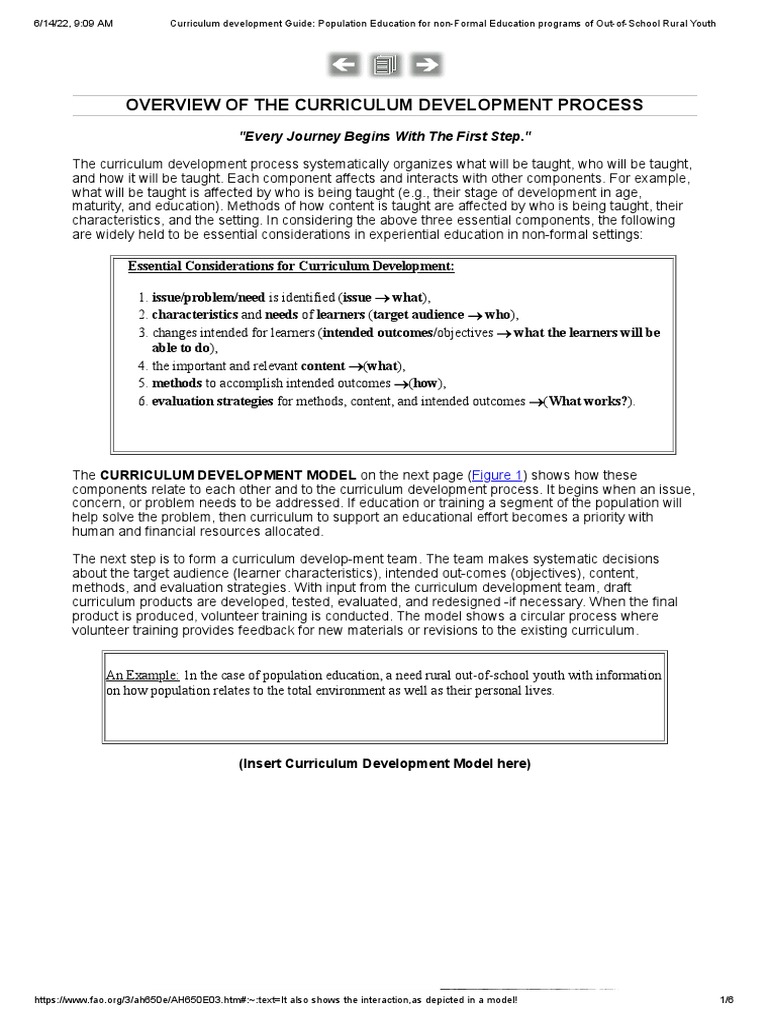 Curriculum Development Guide - Population Education For Non-Formal ...