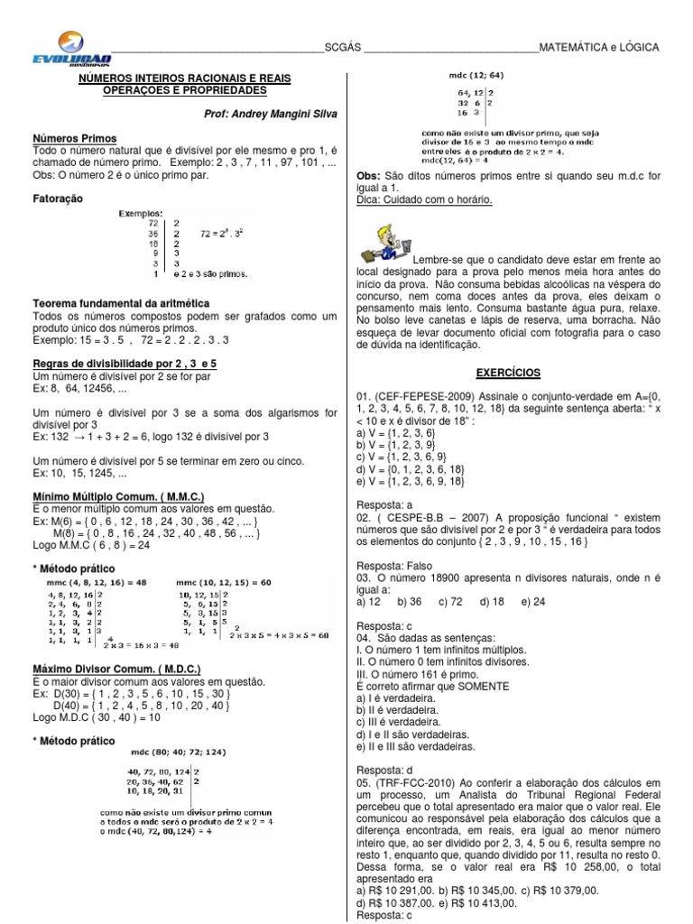Números Primos e Operações Matemáticas | PDF | Exponenciação | Número primo